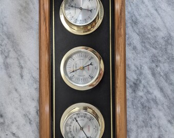 Vintage AIRGUIDE Weather Station MCM Wooden Desk Top Thermometer ...