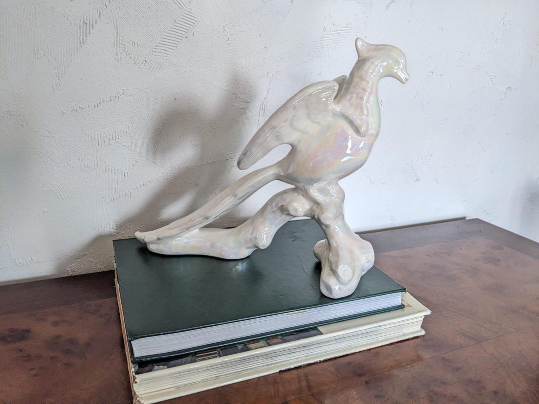 Vintage White Lusterware Ceramic Peacock Bird Statue - Etsy