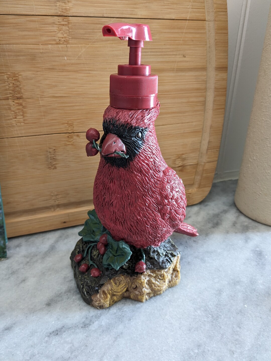 Red Cardinal Holiday Bird Soap Dispenser - Etsy