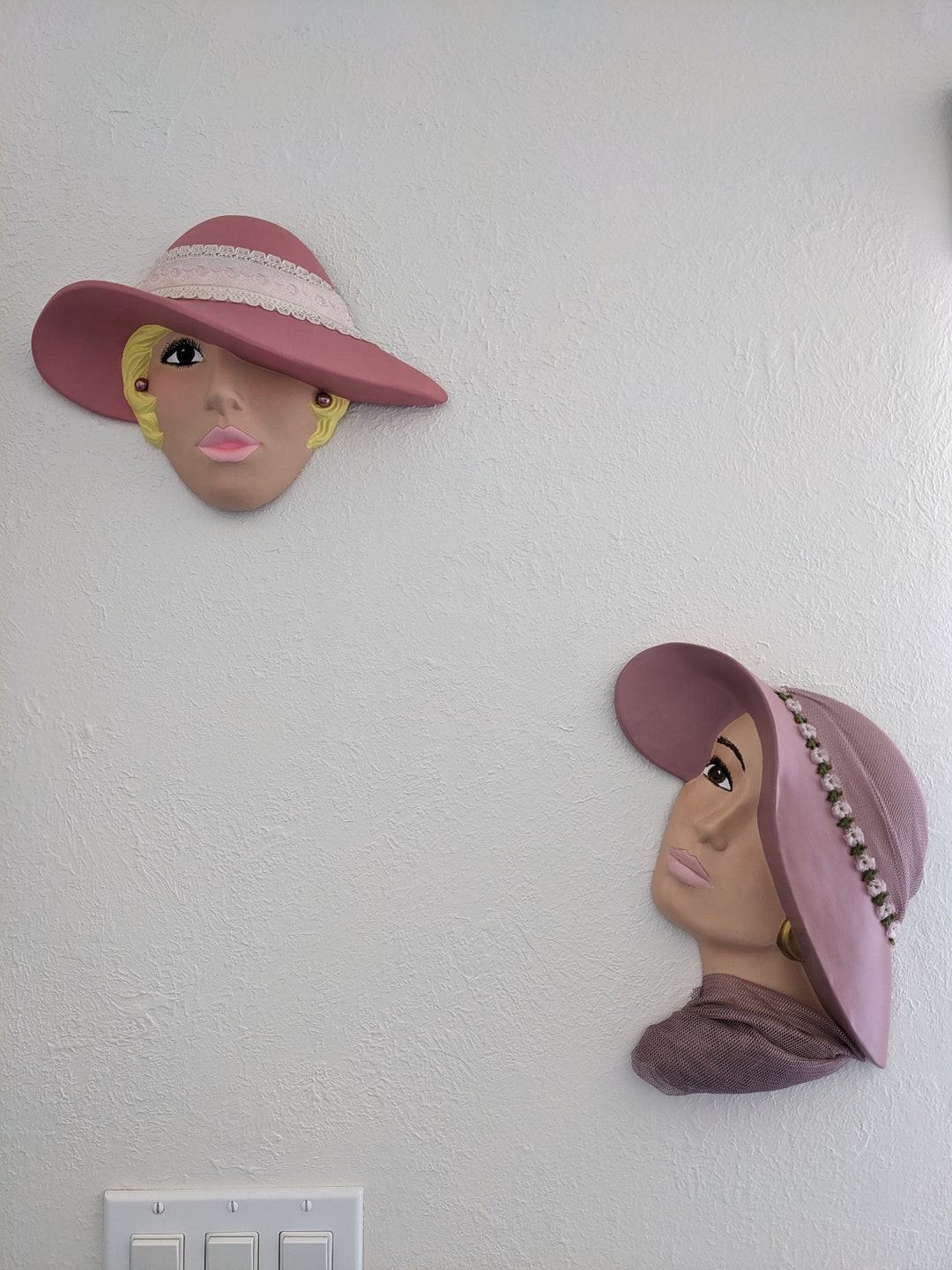 Vintage Set of 2 Ladies in Hats Wall Decor - Etsy