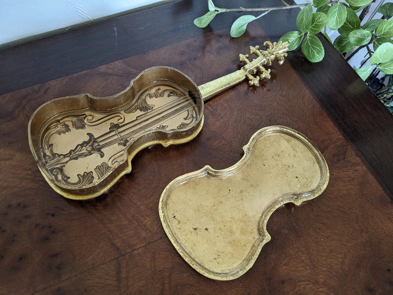 Vintage Gold Gilt Violin Container - Etsy