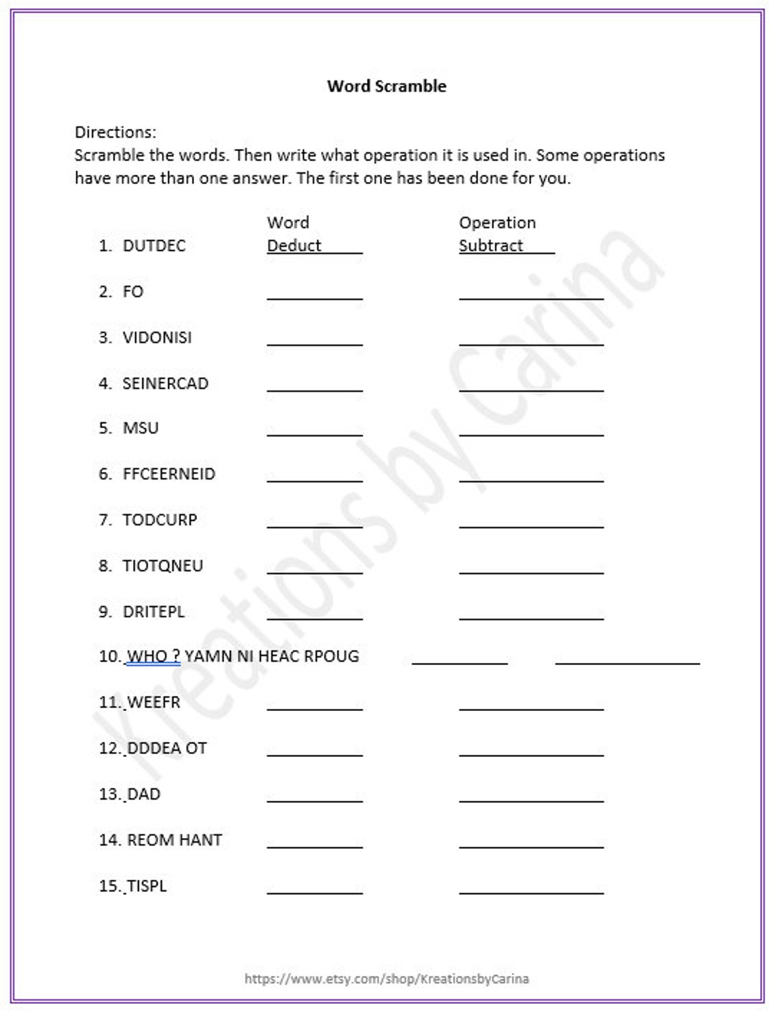 Clue Words for Math Word Problems - Etsy