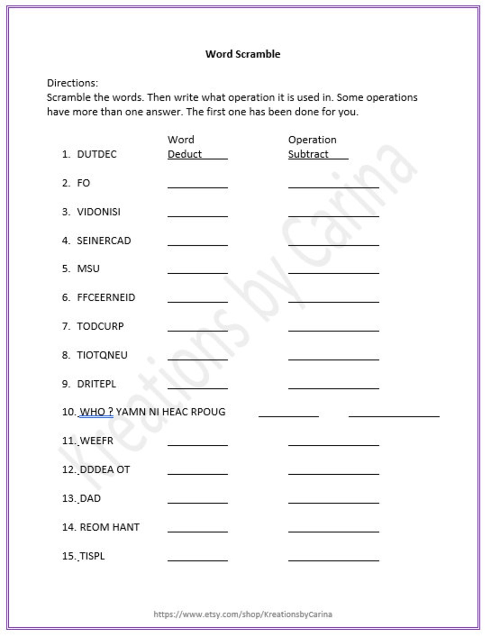 Clue Words for Math Word Problems - Etsy