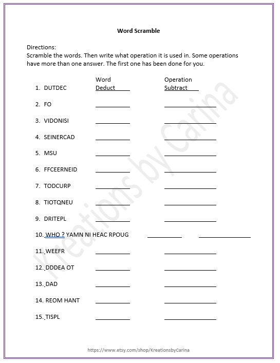 Clue Words for Math Word Problems - Etsy