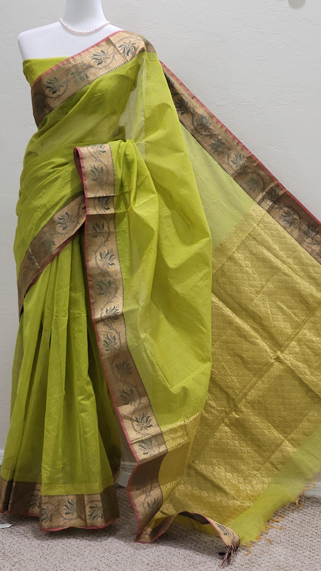 Chanderi Saree With Border Chanderi Saree Green Chanderi Sari Elegant ...