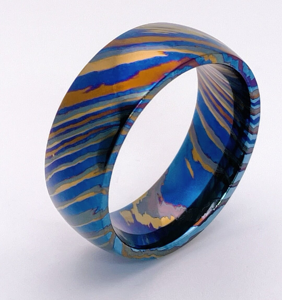 Customed Zrtidamasucs Ring, Damascus Zr&ti Ring,four Alloys Twisted ...