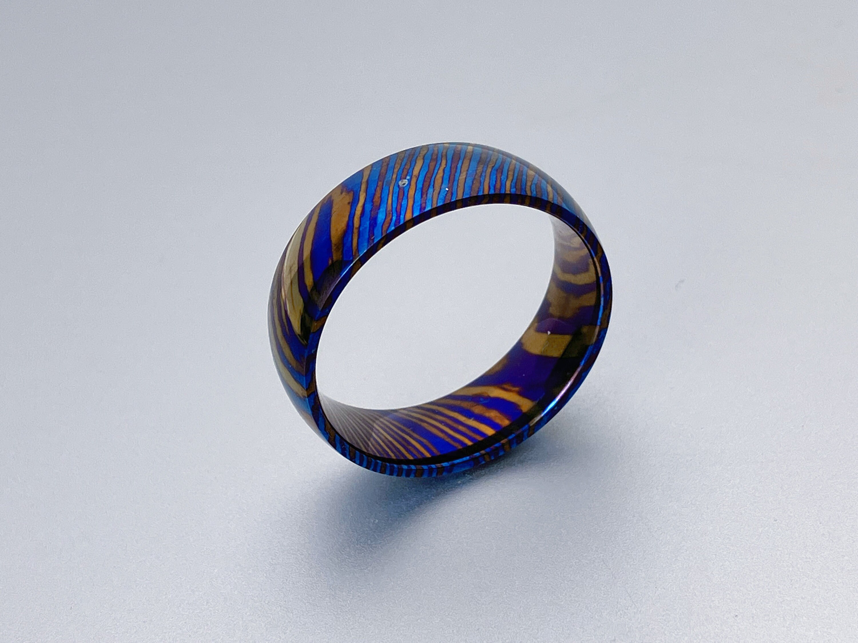 Customed Tidamascus Ring , Damascus Titanium Ring, Mokume-ti, Tricolor ...