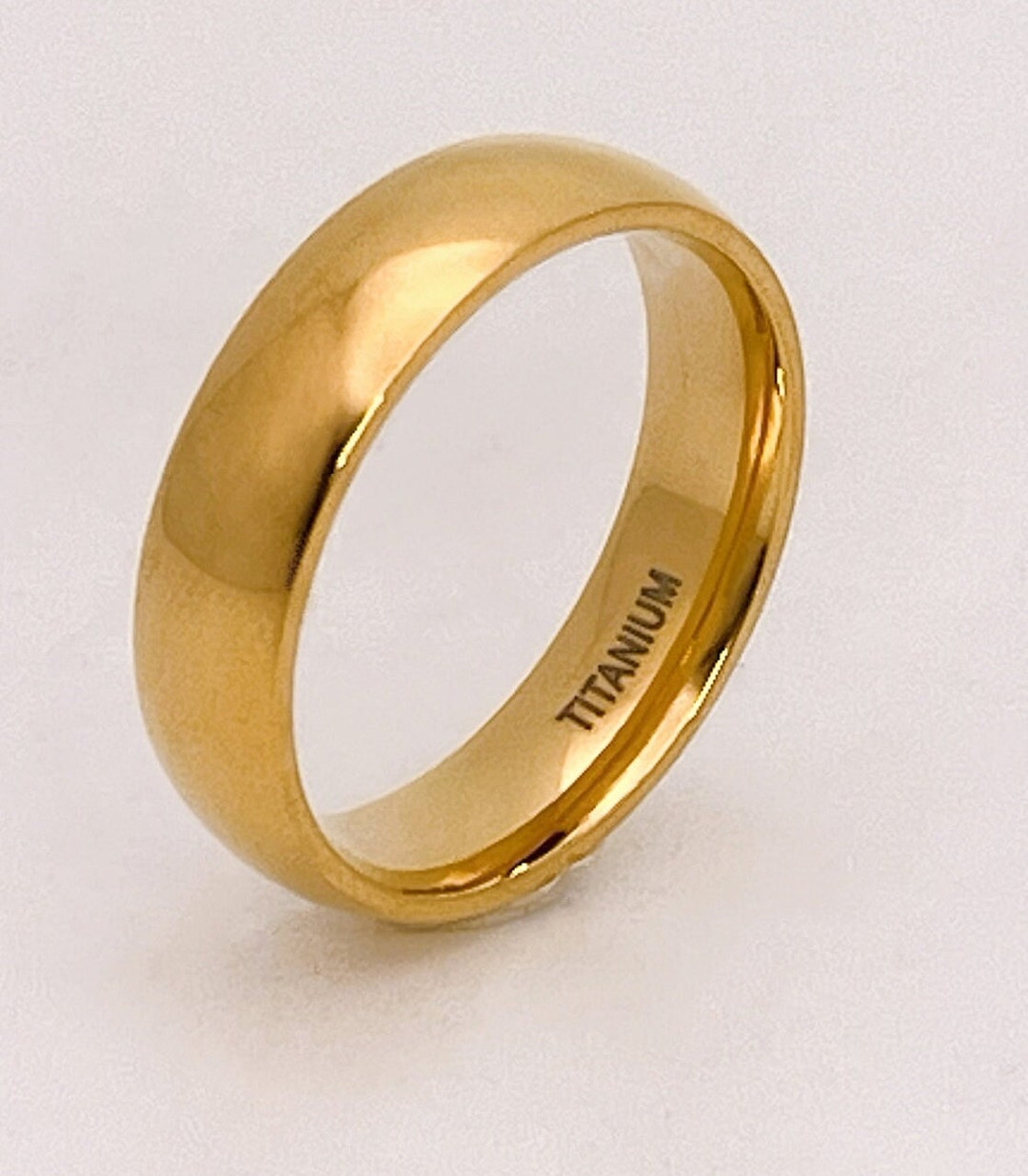Golden Titanium Ring Blank, Dome Profile, Polished Finish, 6mm Wide ...