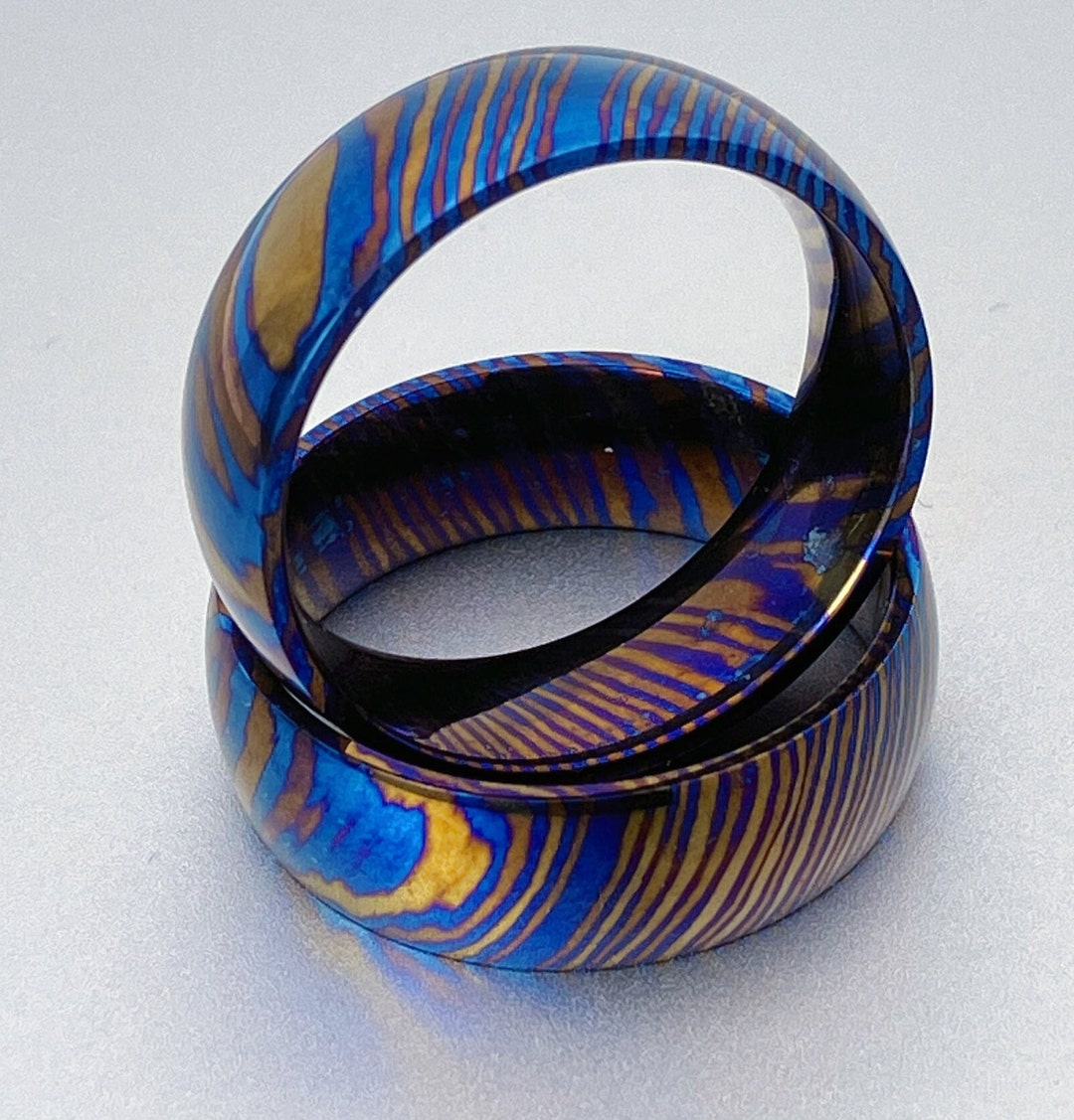 Customed Tidamascus Ring , Damascus Titanium Ring, Mokume-ti, Tricolor ...