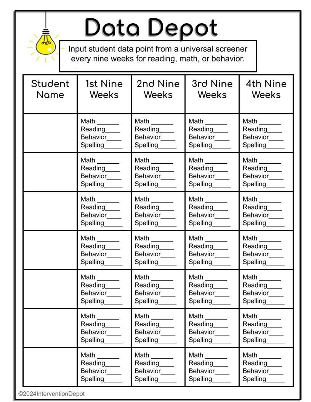 Data Tracker Template for the Classroom - Etsy