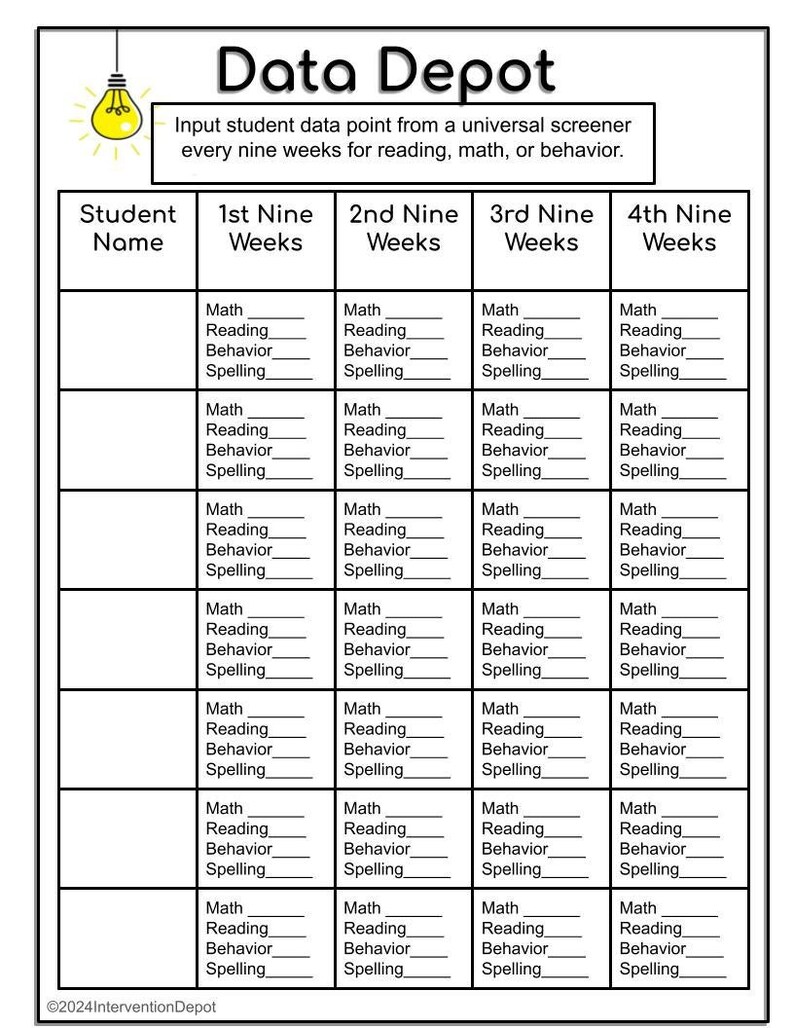 Data Tracker Template for the Classroom - Etsy