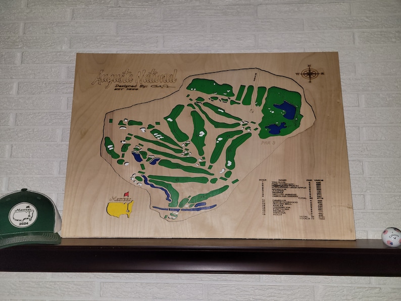 Augusta National Golf Club | Golf Course Map | Golf Gift | Masters - Etsy