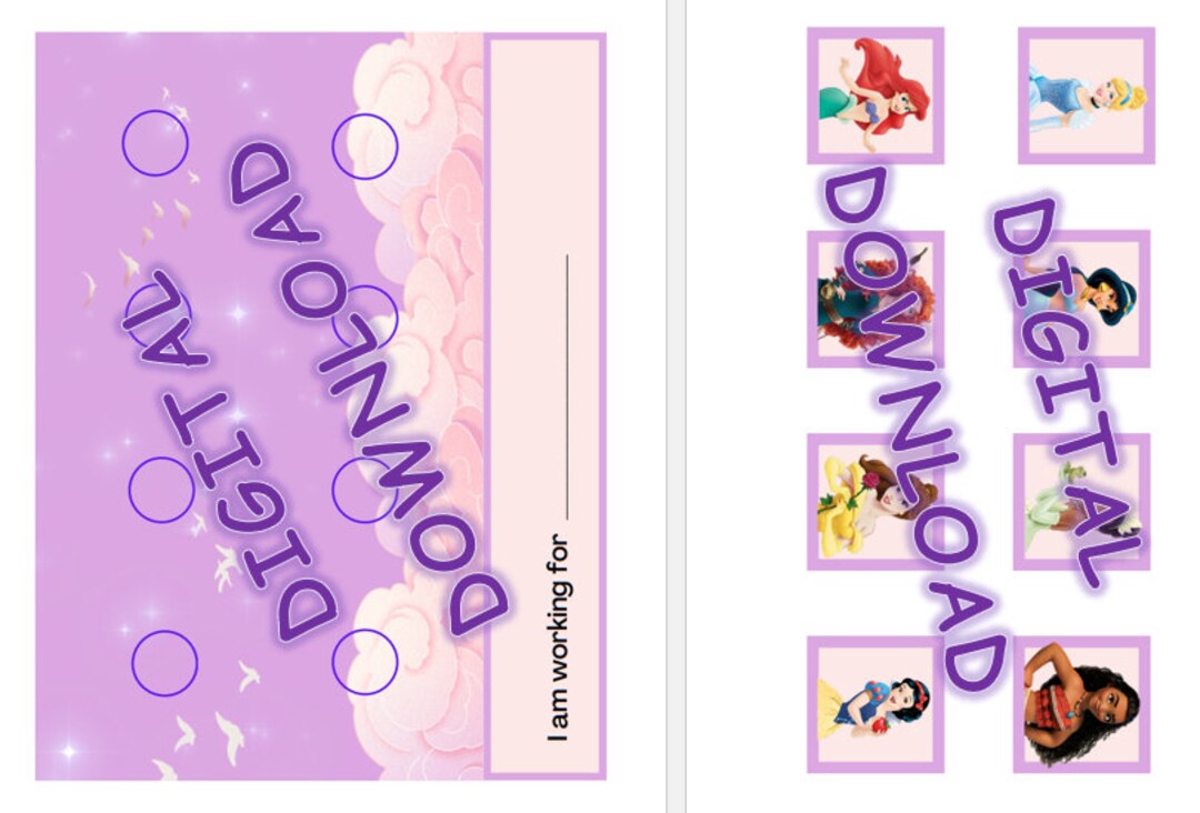 Princess / Token Board / DIGITAL DOWNLOAD / PRINTABLE - Etsy