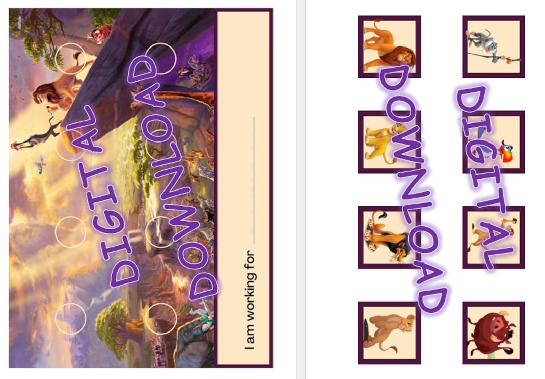 Lion King / Token Board / DIGITAL DOWNLOAD/ PRINTABLE - Etsy