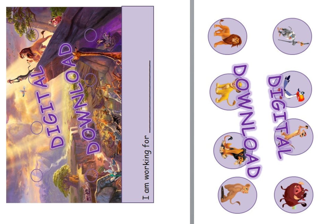 Lion King / Token Board / DIGITAL DOWNLOAD/ PRINTABLE - Etsy