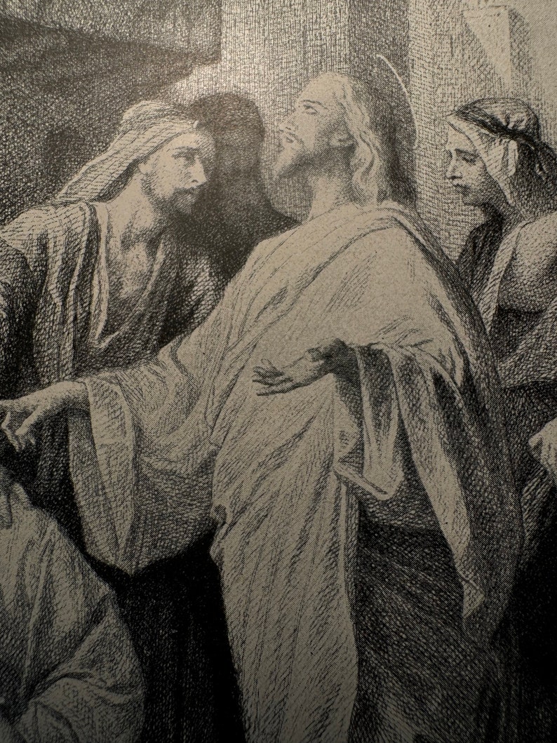 Jesus Heals the Deaf Man From the Life of Christ 1890. Exquisite ...