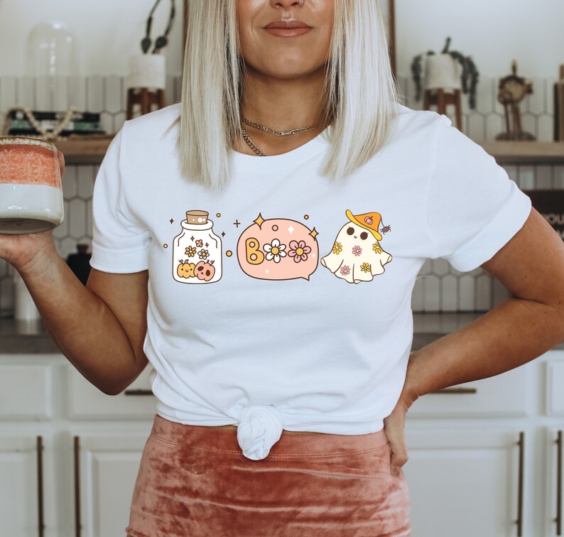 DIGITAL FILE Instant Download Png Groovy Halloween Flowers Ghost Boo ...