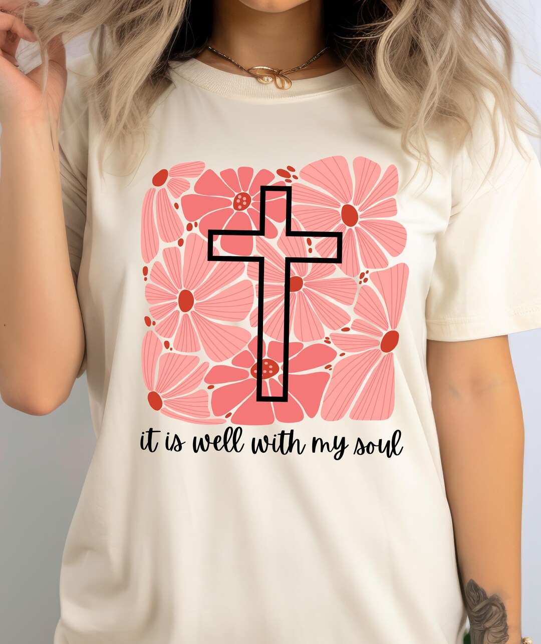 DIGITAL FILE Instant Download PNG Retro Floral Godly Cross Religious ...