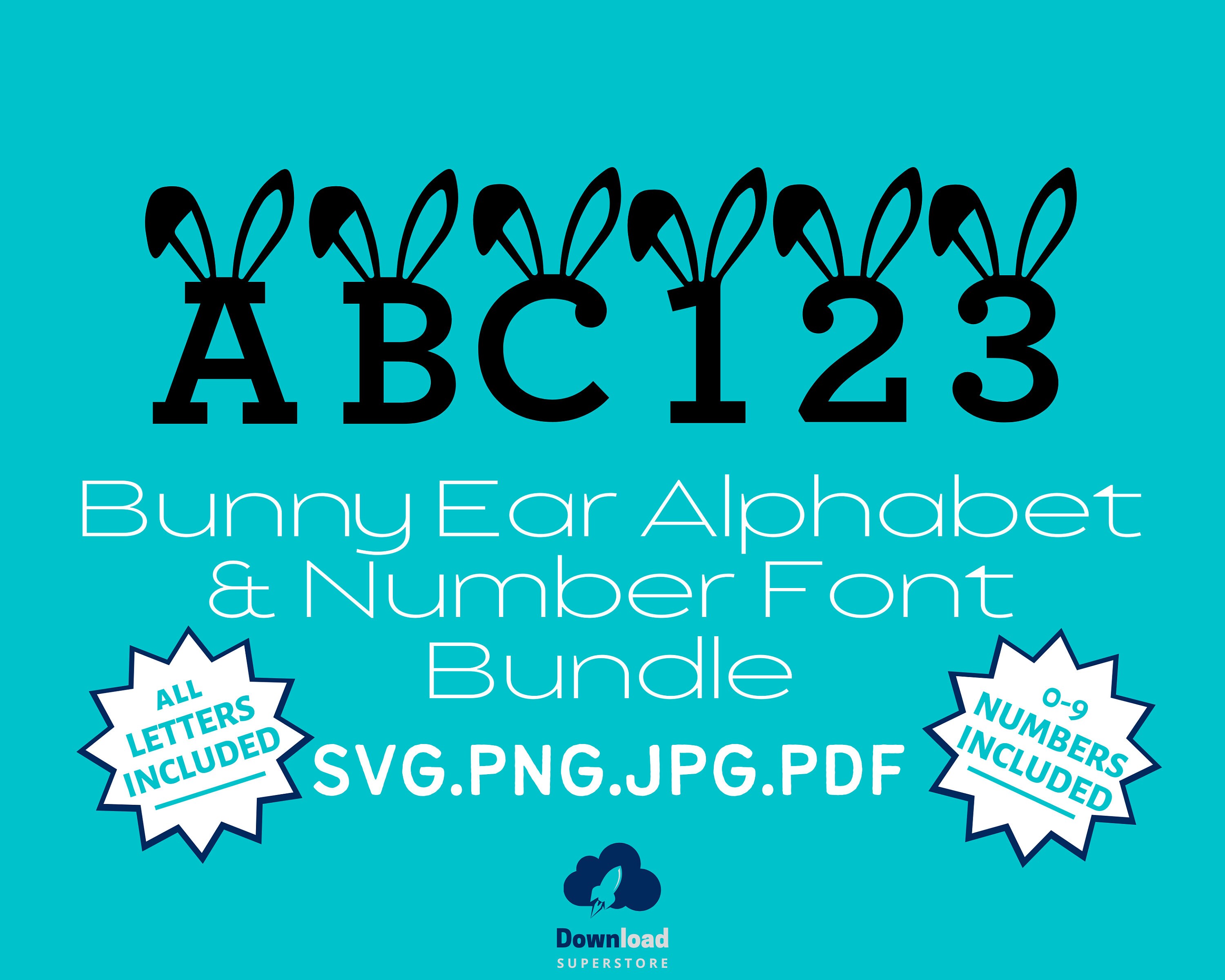 Bunny Ear Alphabet and Number Font Bundle - SVG, PNG, JPEG, Pdf - Etsy