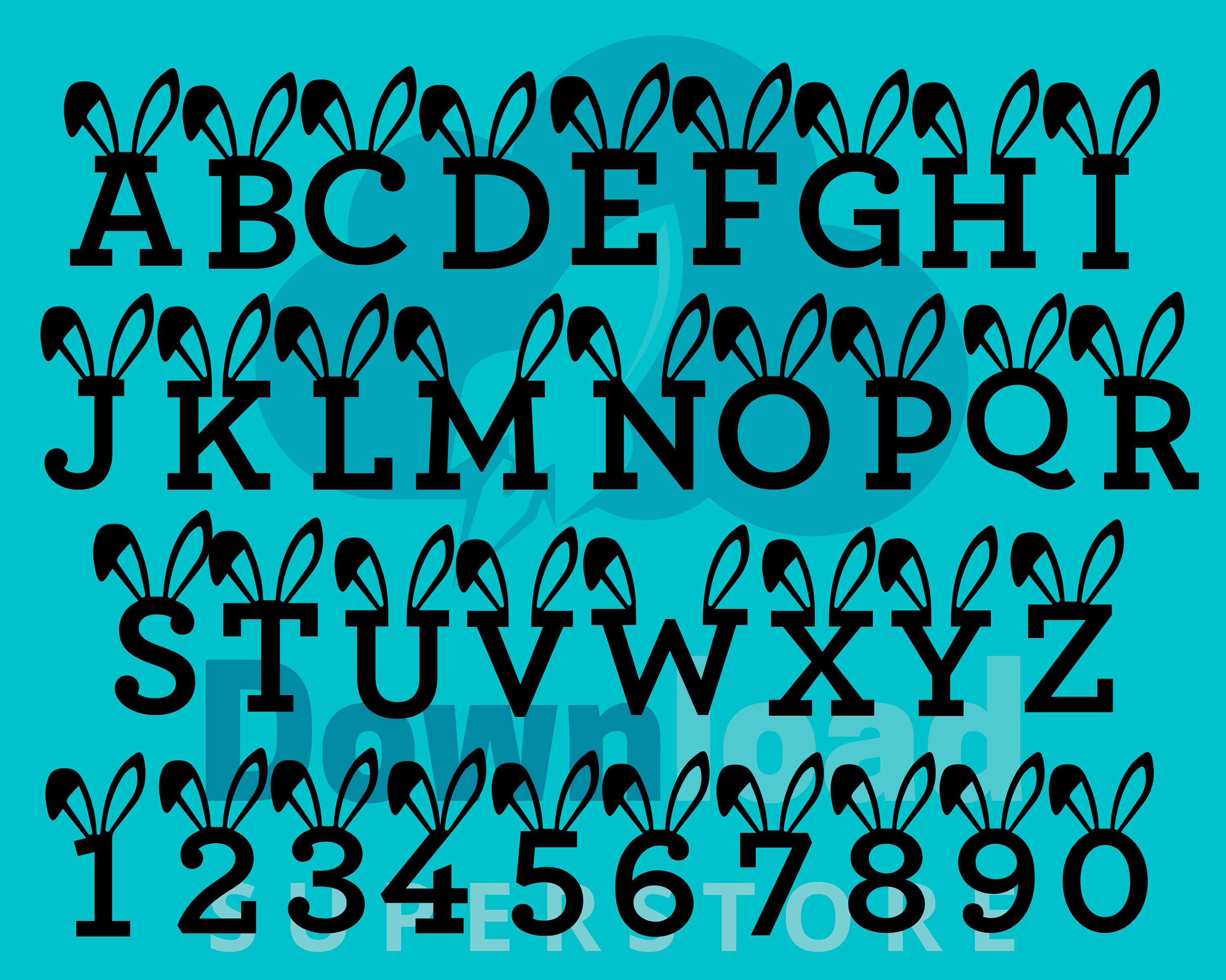 Bunny Ear Alphabet and Number Font Bundle - SVG, PNG, JPEG, Pdf - Etsy