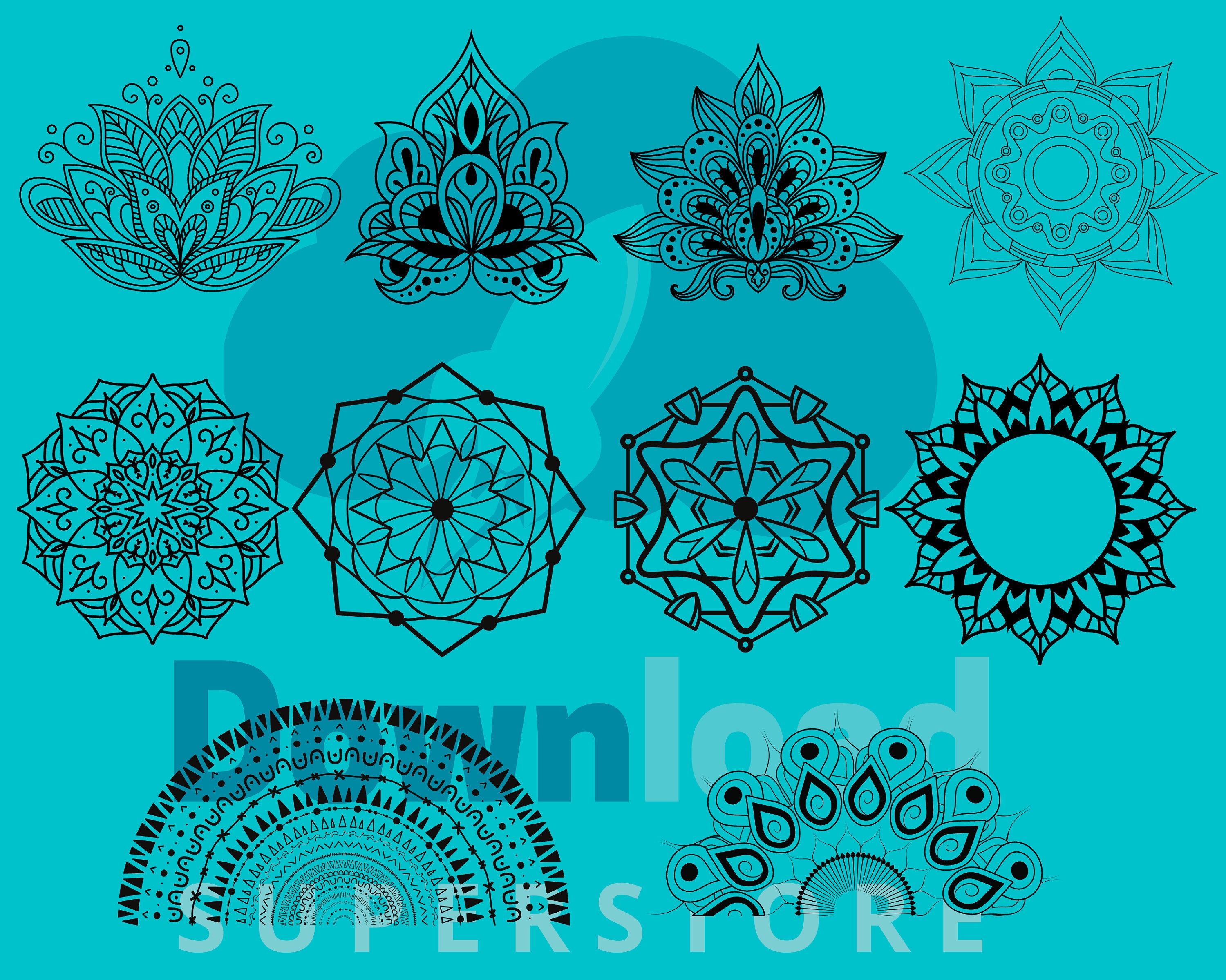 50 Mandala Digital Downloads SVG PNG JPEG Pdf - Etsy