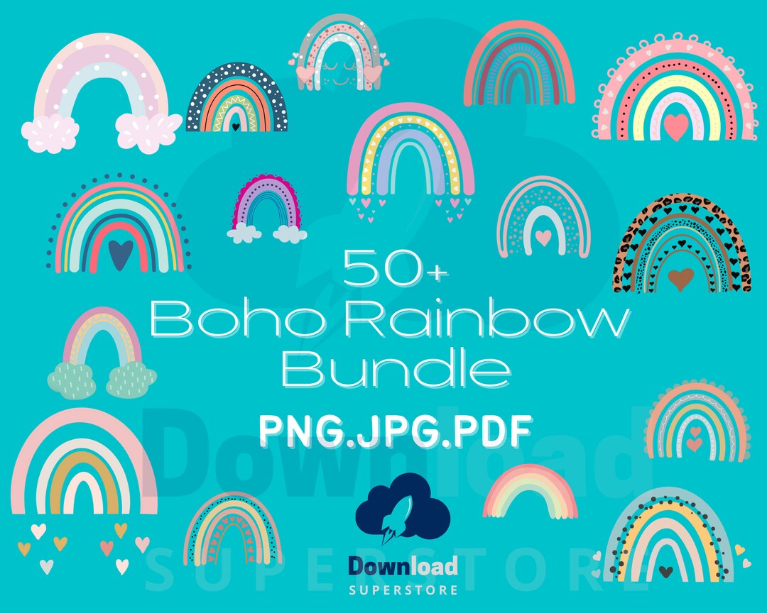 50+ Boho Rainbow Bundle - PNG, JPEG, PDF - Etsy