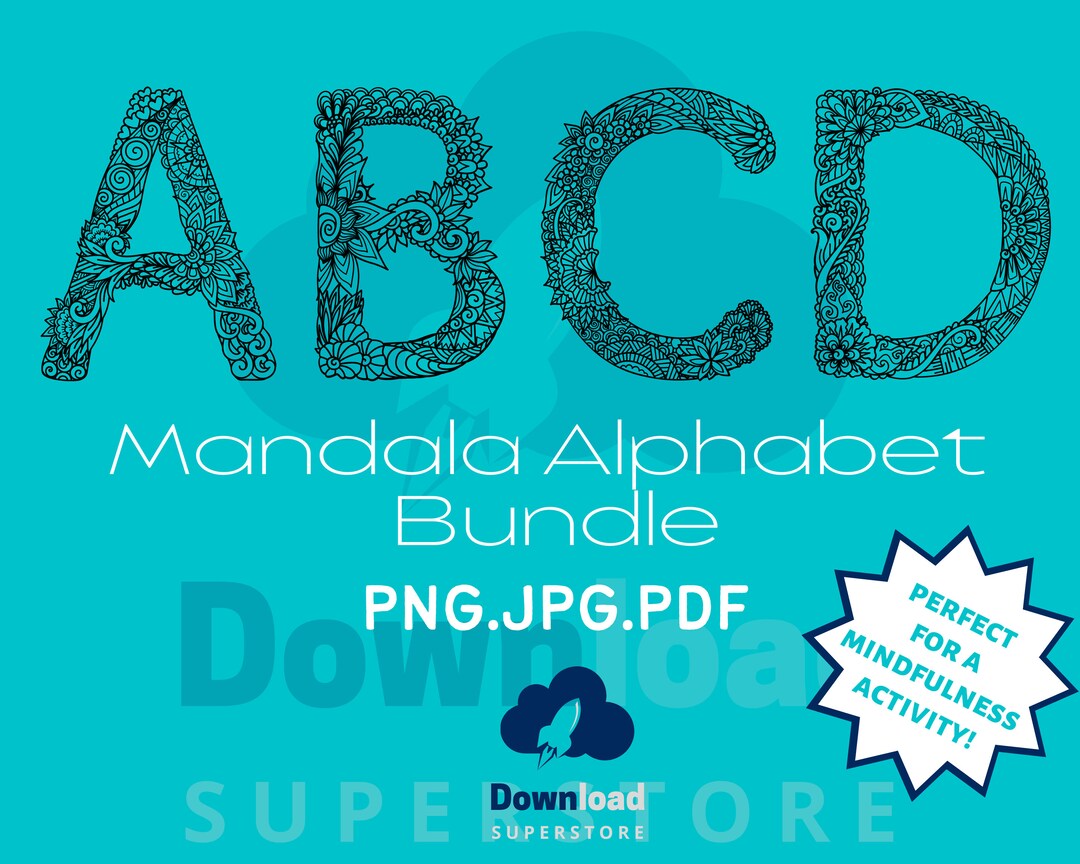 Mandala Alphabet Bundle - PNG, JPEG, Pdf - Etsy