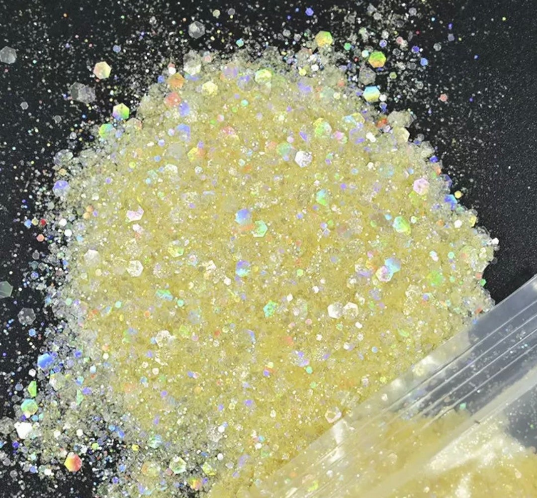 Iridescent Hexagonal Glitter Yellow - Etsy