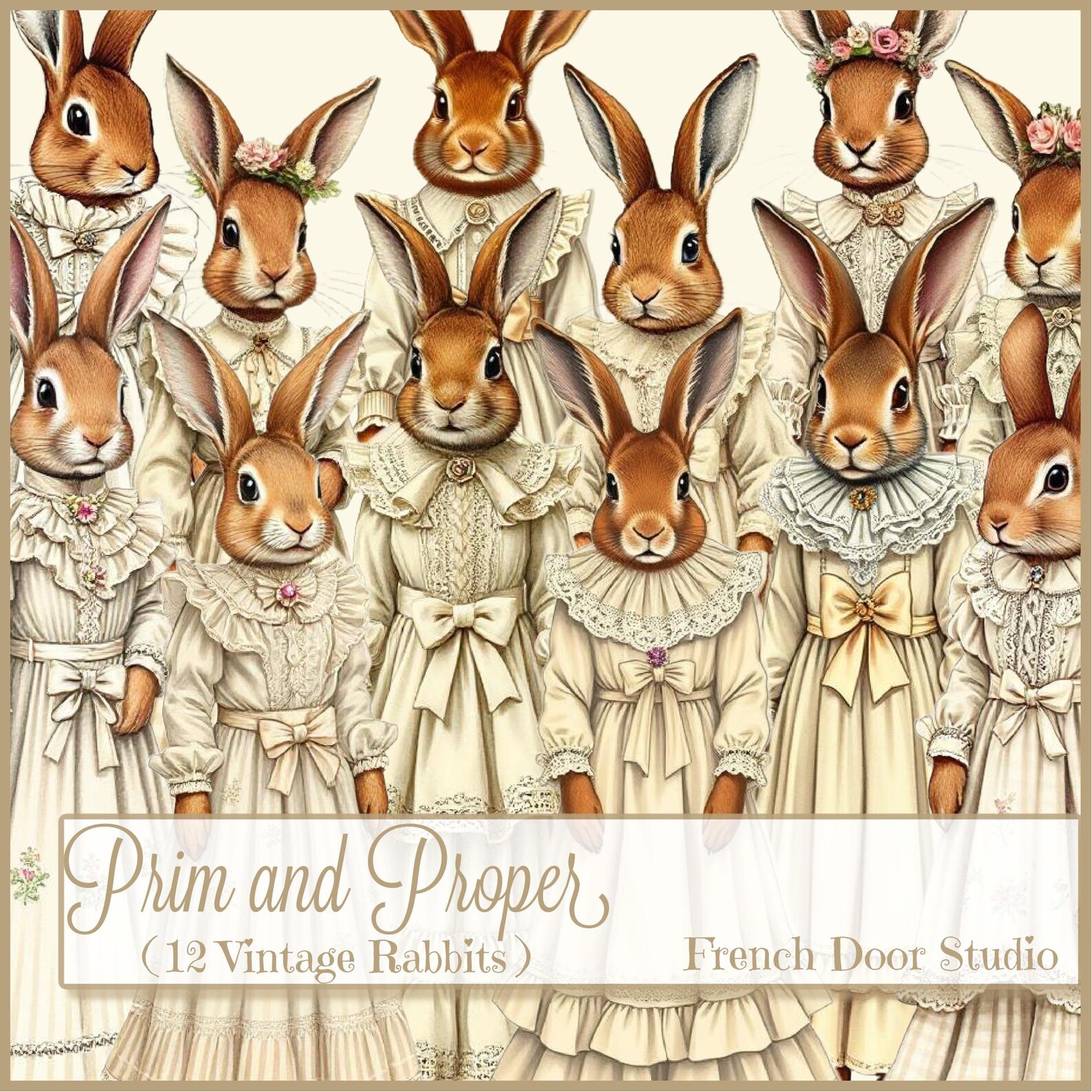 Prim and Proper Vintage Rabbits Digital Images Click on "learn More ...