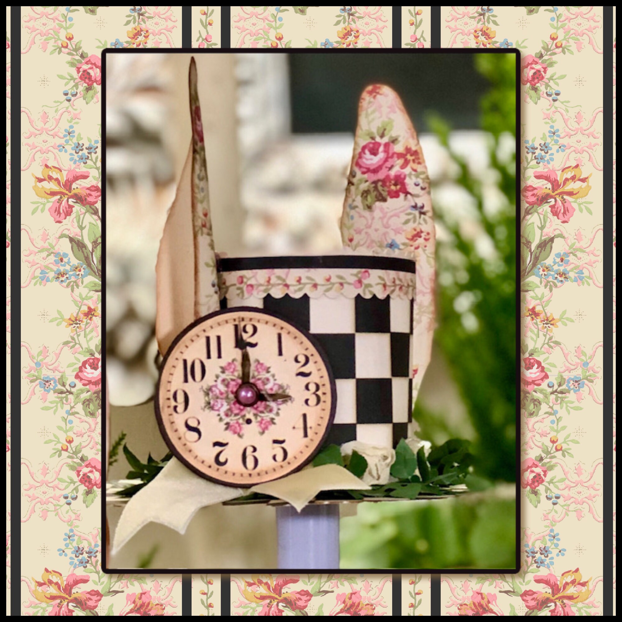 Spring / Easter Rabbit Hat (black Floral) - Etsy