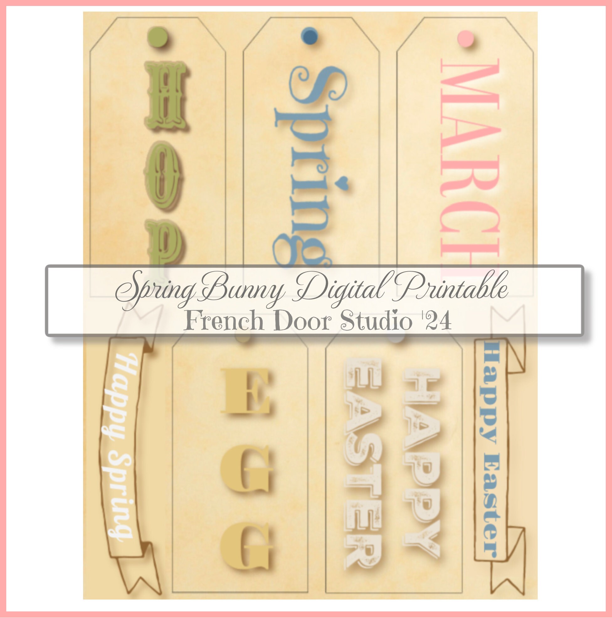 Spring Bunny Pattern and Tags - Etsy