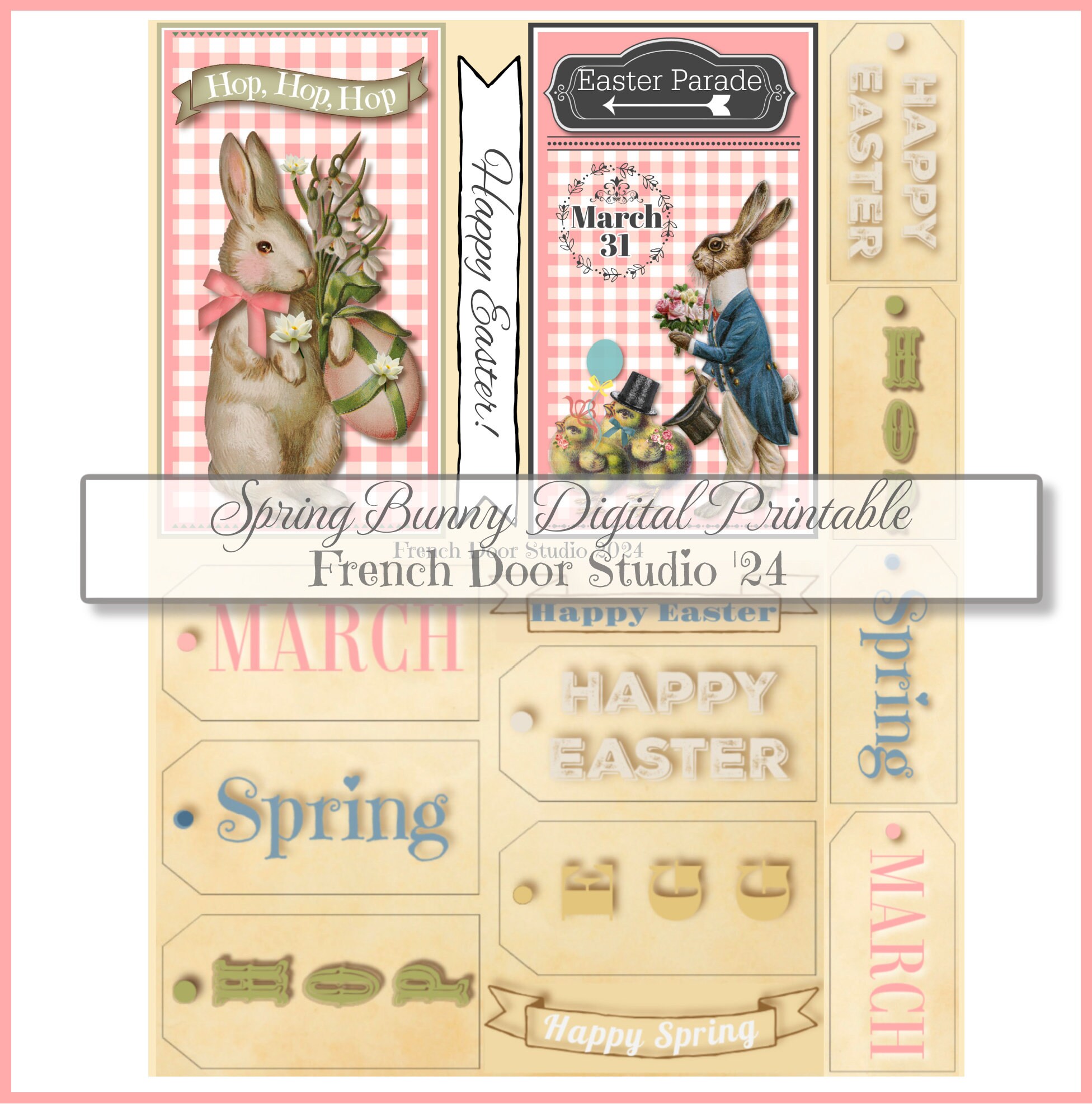 Spring Bunny Pattern and Tags - Etsy