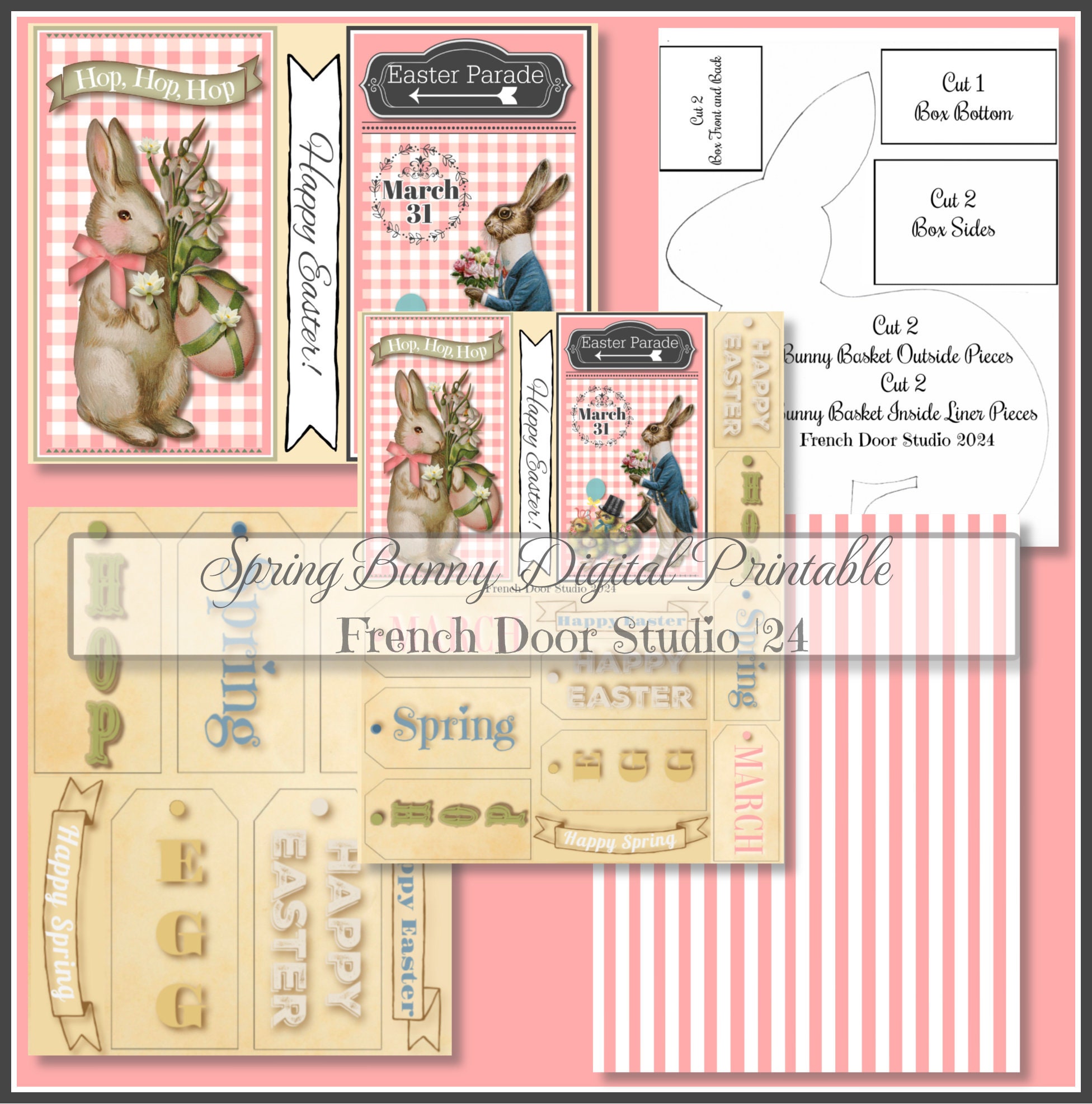 Spring Bunny Pattern and Tags - Etsy