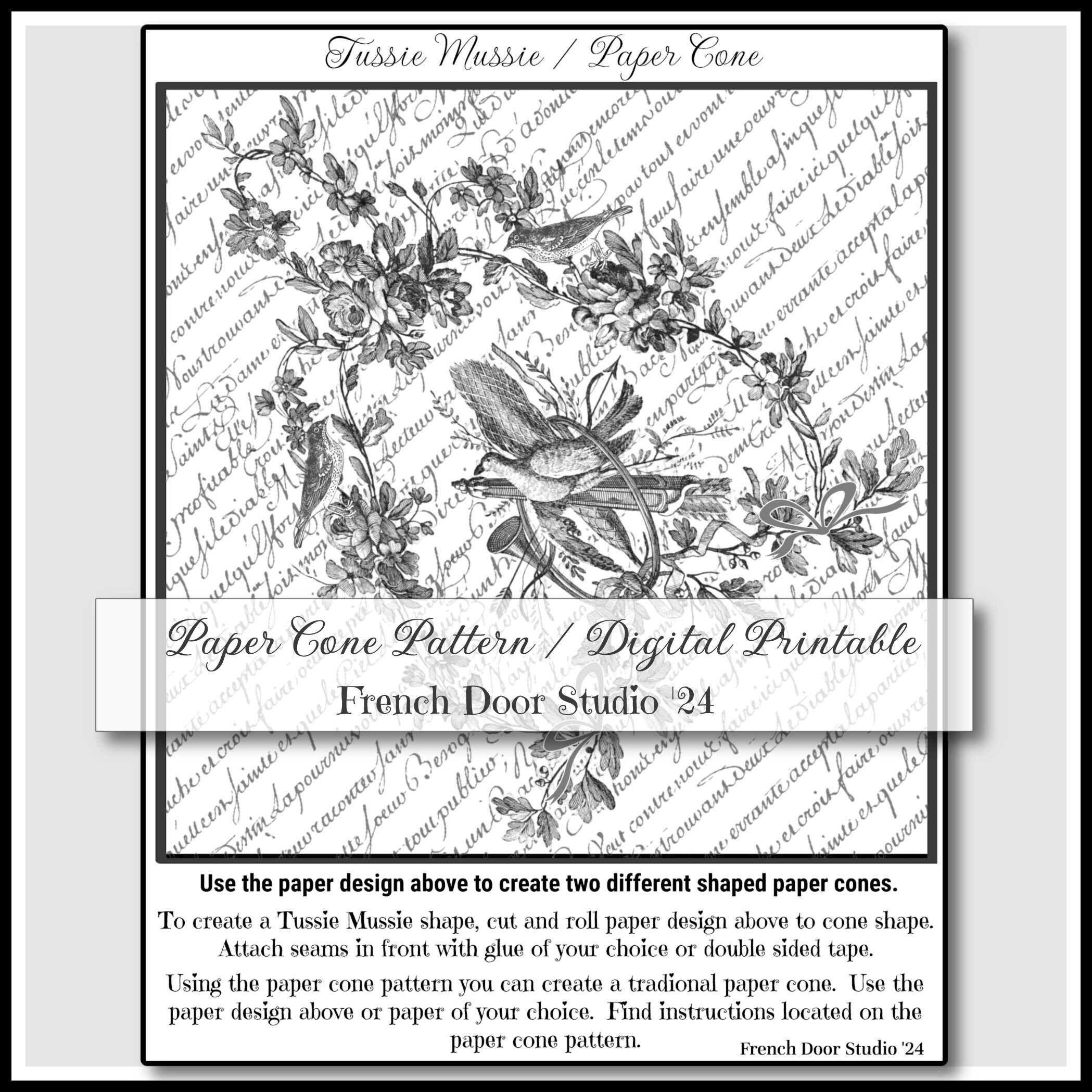 Paper Cone Pattern, Digital Printable, Paper Crafting, , Tussie Mussie ...