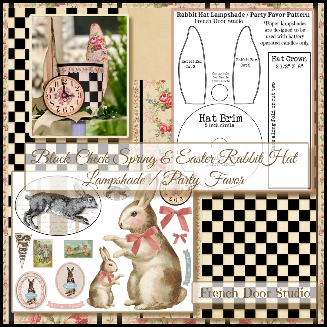 Spring / Easter Rabbit Hat (black Floral) - Etsy