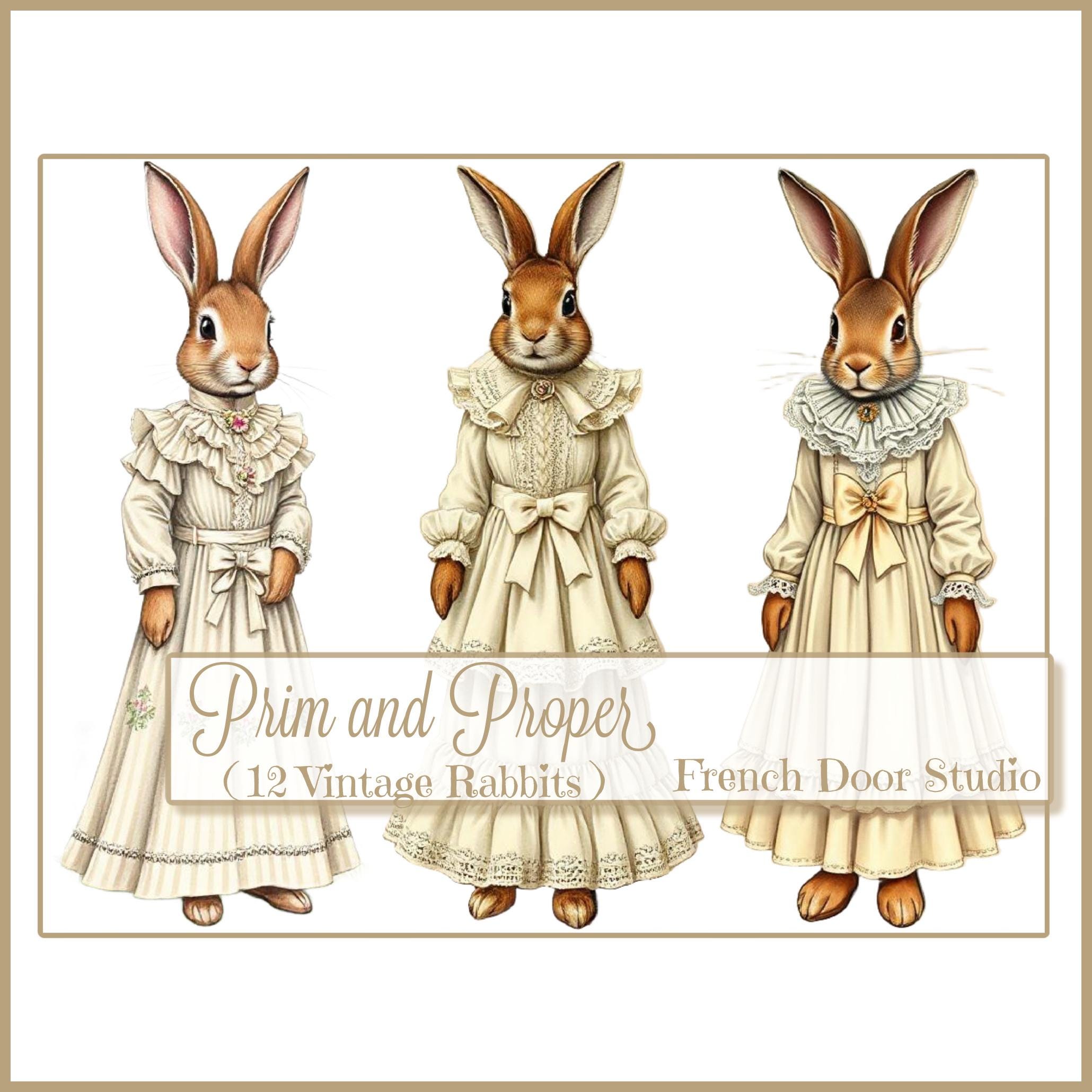 Prim and Proper Vintage Rabbits Digital Images Click on "learn More ...
