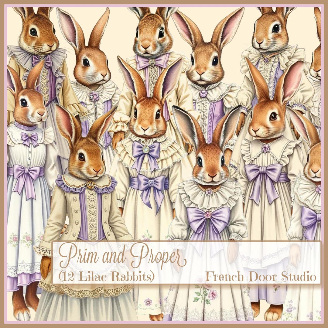 Prim and Proper Rabbits (lilac) - Etsy