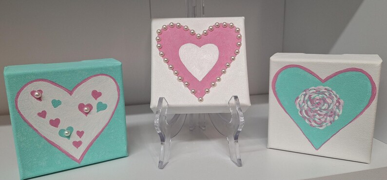 Tiny Heart Art, Heart Wall Art, Wall Decor, Gift Idea, Original Acrylic ...