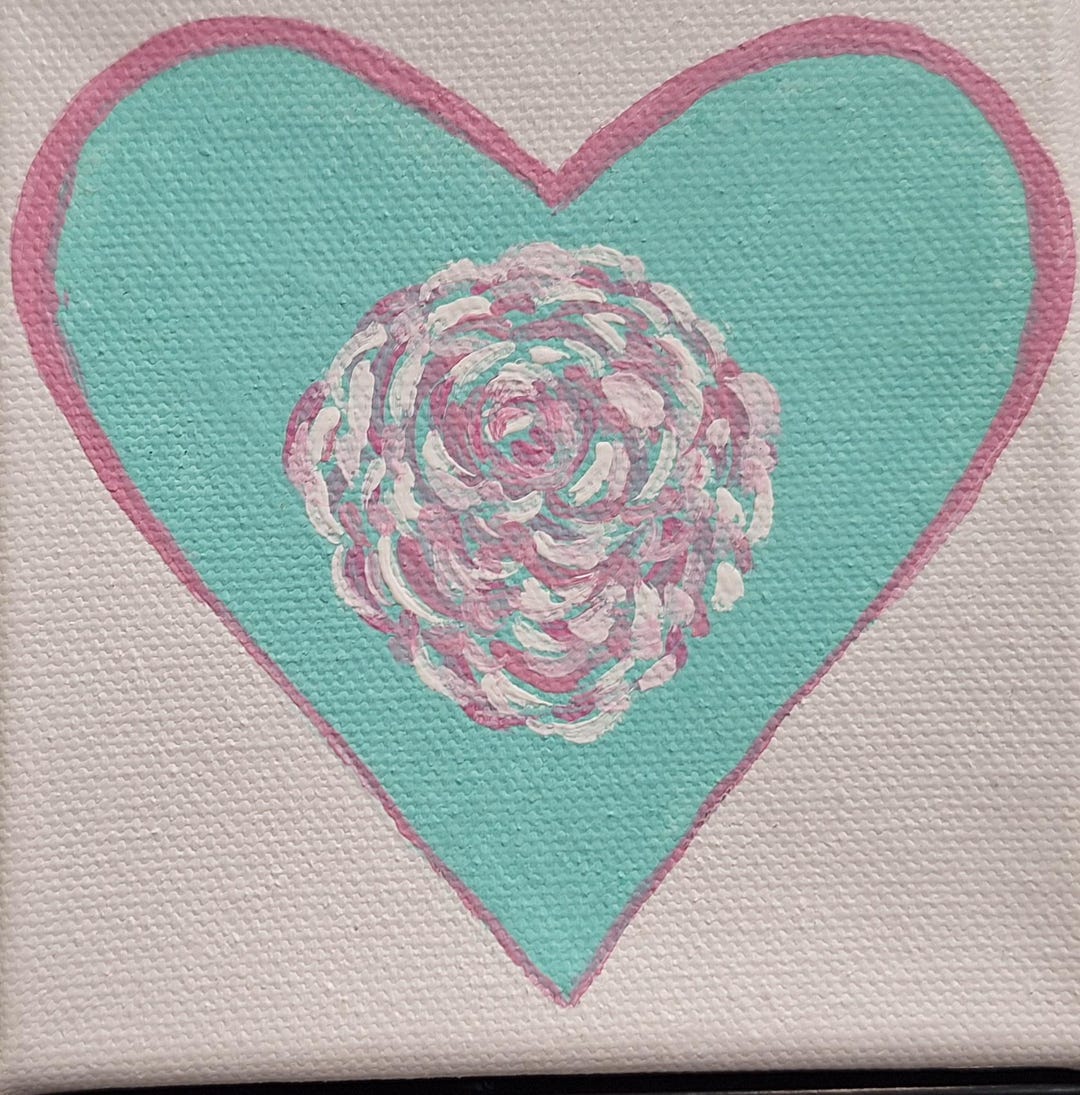 Tiny Acrylic Heart Painting, Heart Art, Pastel Heart Painting, Tiny ...