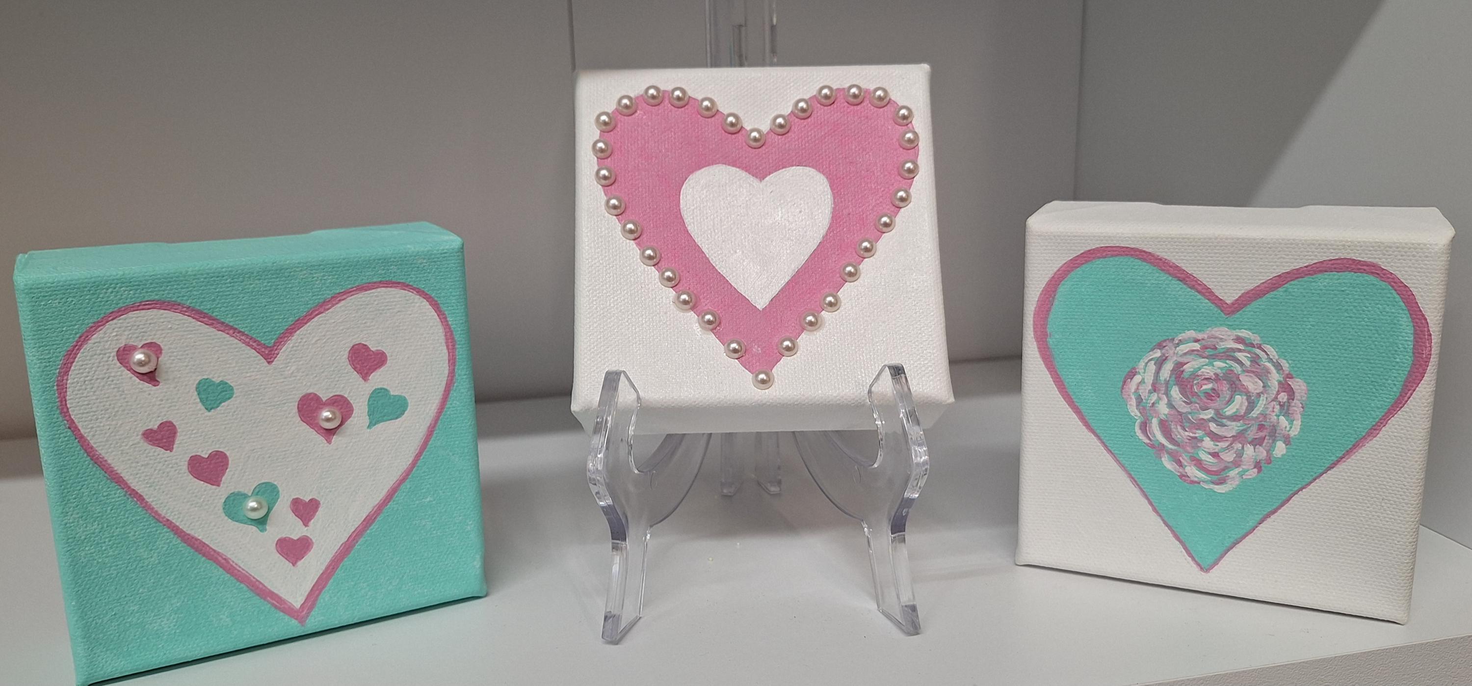 Tiny Acrylic Heart Painting, Heart Art, Pastel Heart Painting, Tiny ...