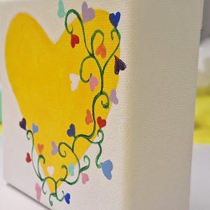 Small Acrylic Heart Art, Bright Heart Painting, Colorful Heart, Wall ...