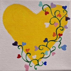 Small Acrylic Heart Art, Bright Heart Painting, Colorful Heart, Wall ...