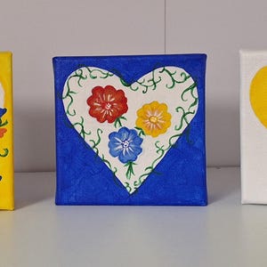 Small Acrylic Heart Art, Bright Heart Painting, Colorful Heart, Wall ...