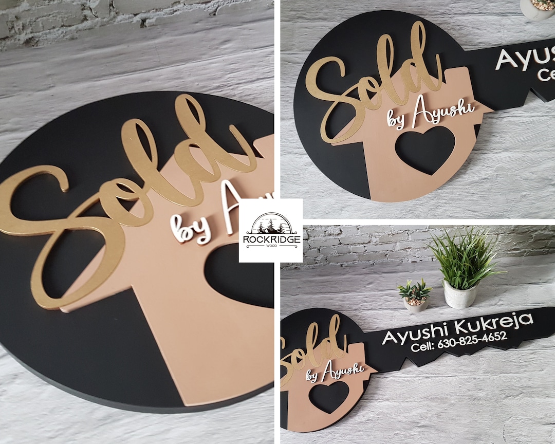 Realtor Sold Sign, Realtor Closing Custom, Sold Real Estate Agent Key ...