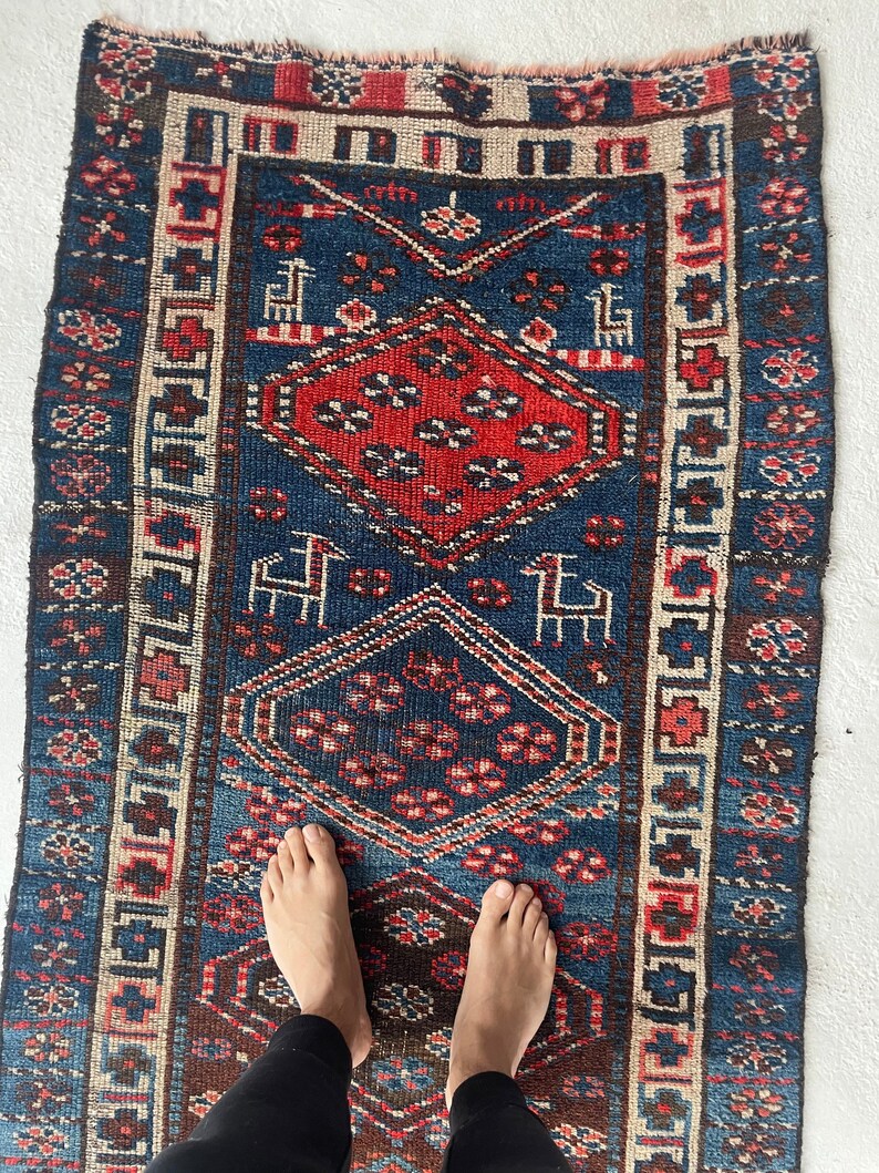 NAUTICAL Antique Runner With Charming Protective Animals | Wild Blues ...