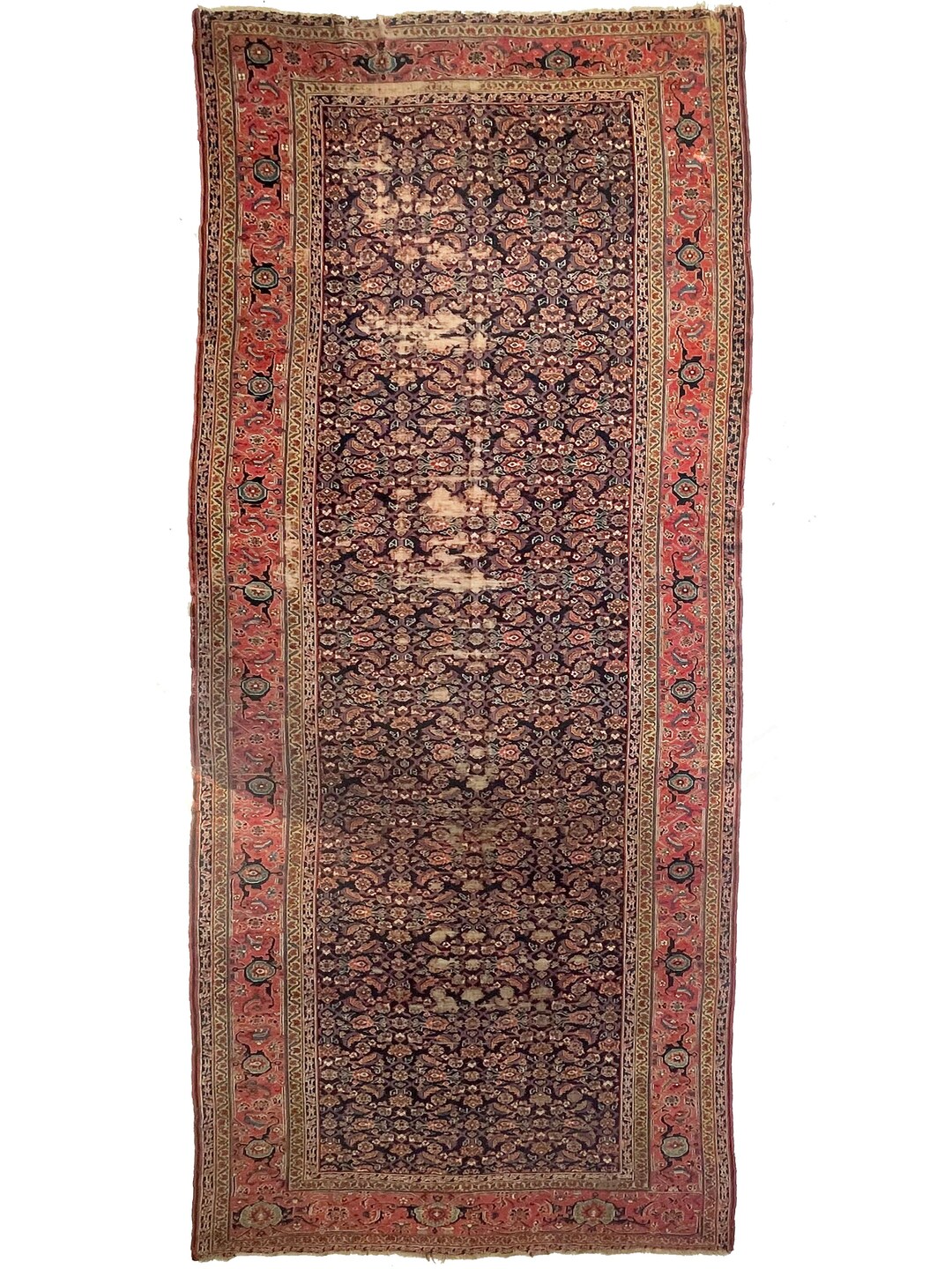 RARE SIZE Antique Wide Gallery Runner Rug | C. 1900's With Gorgeous ...