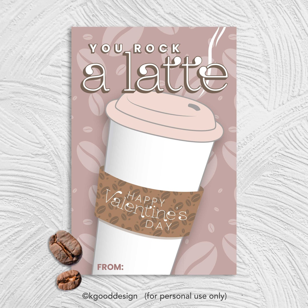 Printable Latte Valentine's Day Cards | Instant Download PDF - Etsy