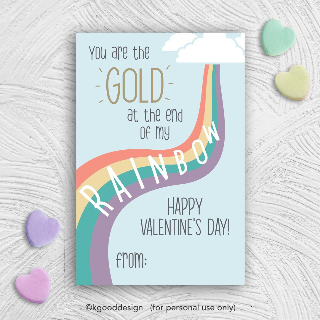 Printable Rainbow Valentine's Day Cards | Instant Download PDF - Etsy