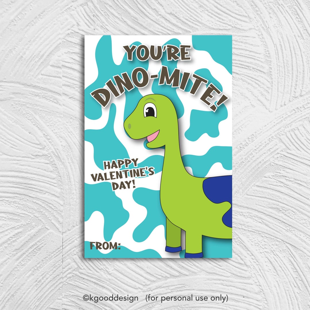 Printable Dinosaur Valentine's Day Cards | Instant Download PDF - Etsy