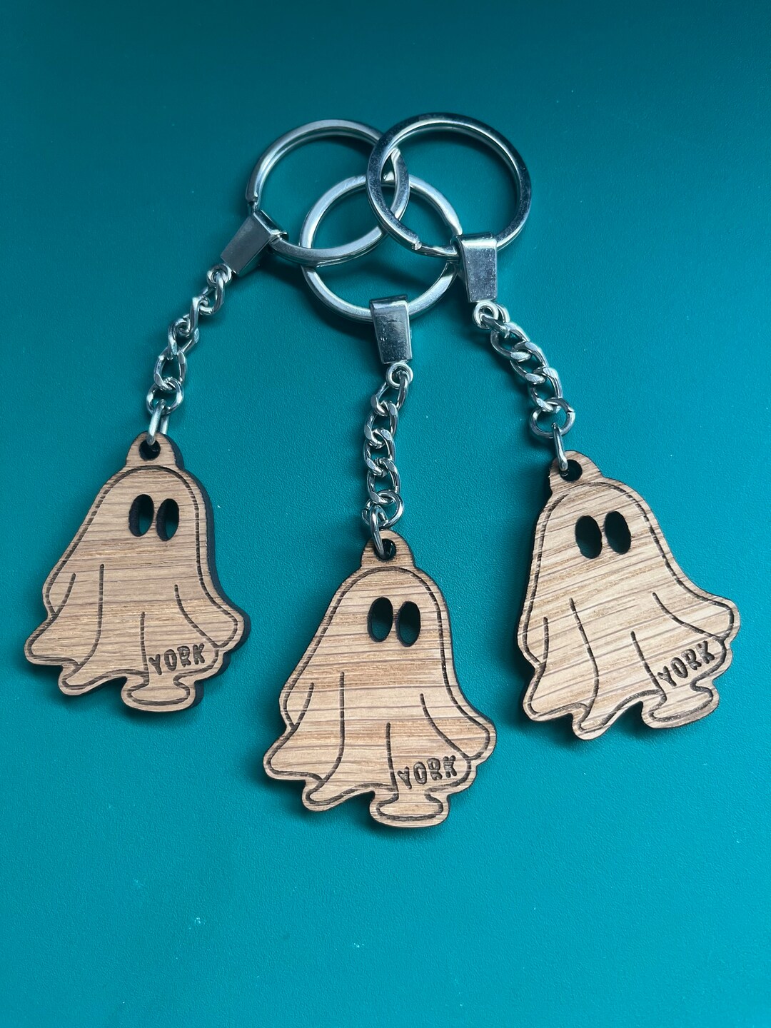 York Ghost Keychains / Laser Cut / Oak - Etsy